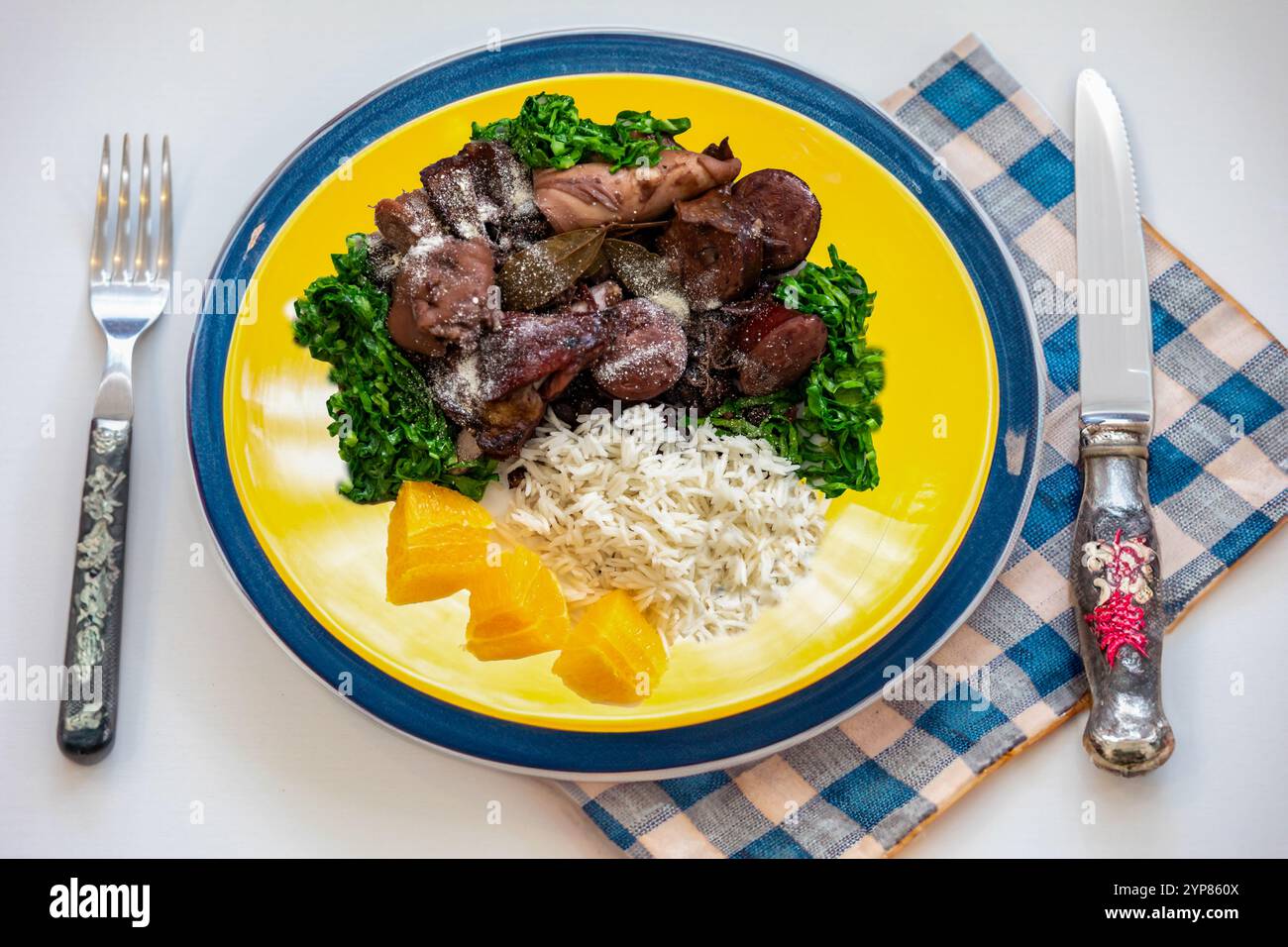 The best and most traditional Brazilian feijoada top view in creative ...