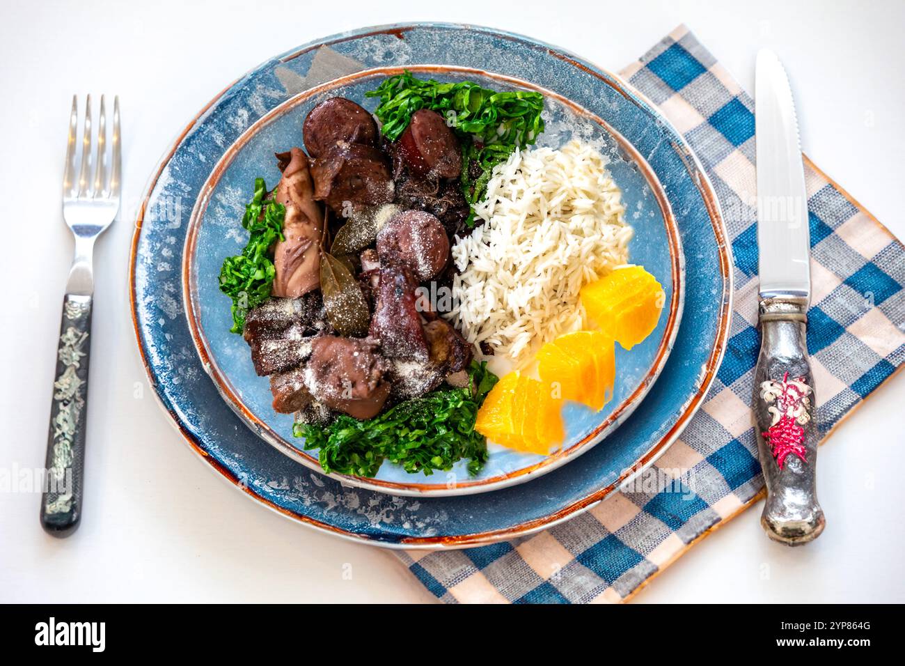 The best and most traditional Brazilian feijoada top view in creative ...