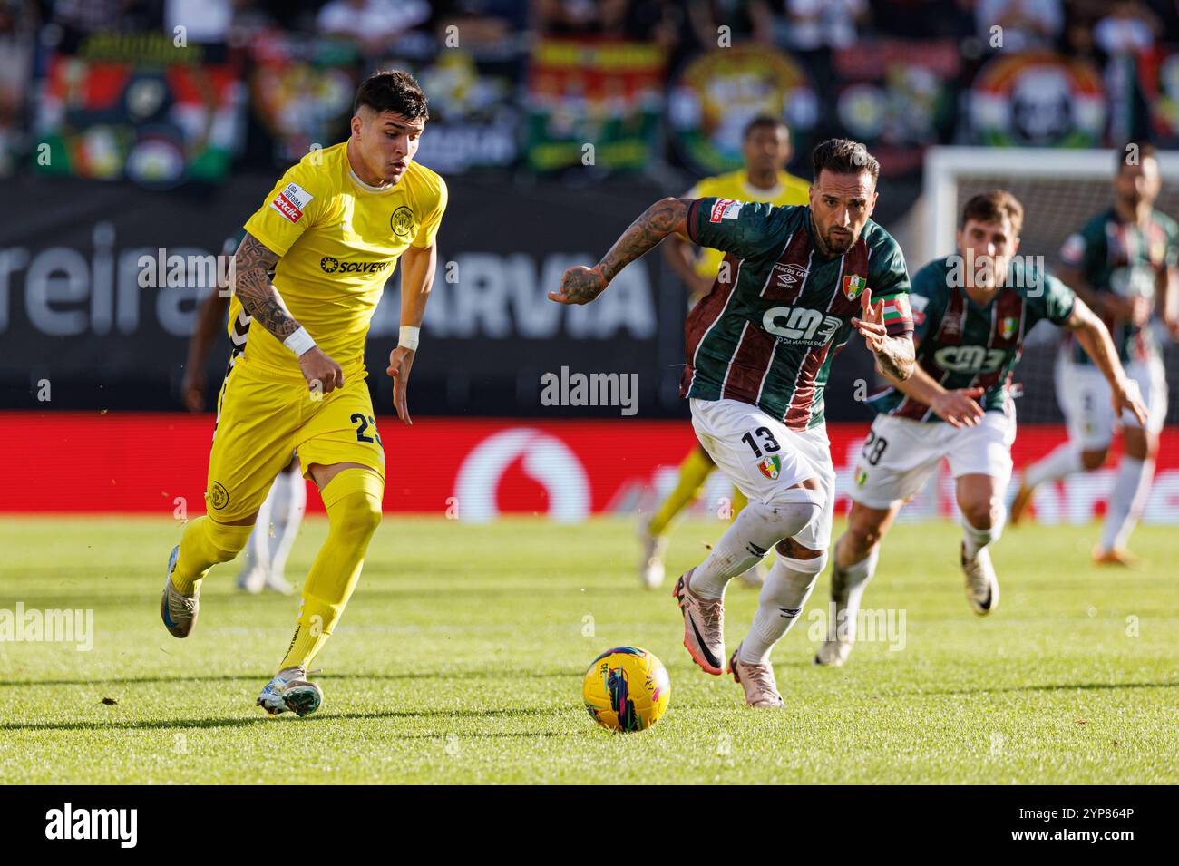 Isaac, Miguel Lopes seen during Liga Portugal game between teams of CF Estrela Amadora and CD ...