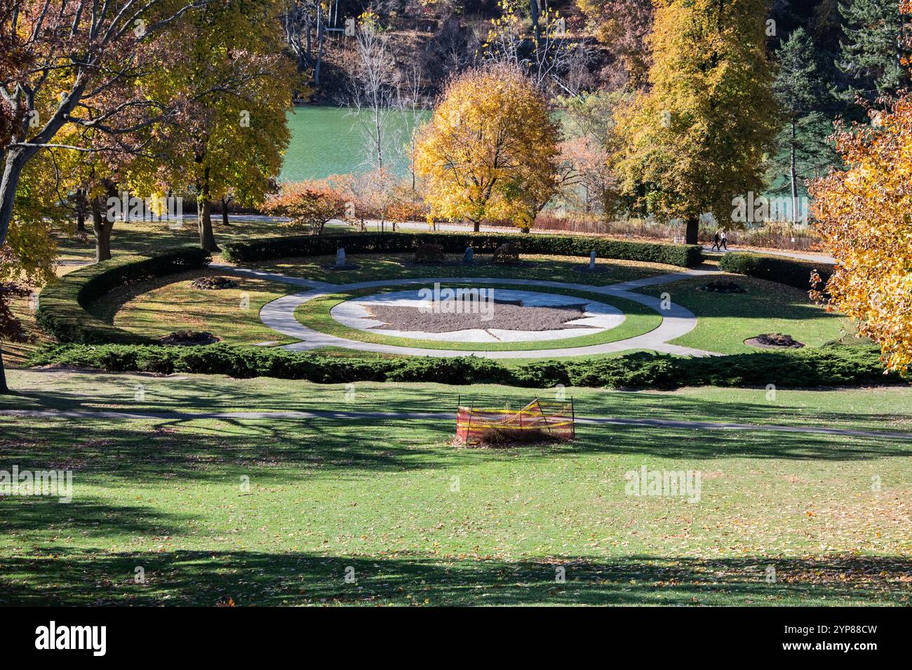 Maple leaf design in a circular garden at High Park on Bloor Street ...