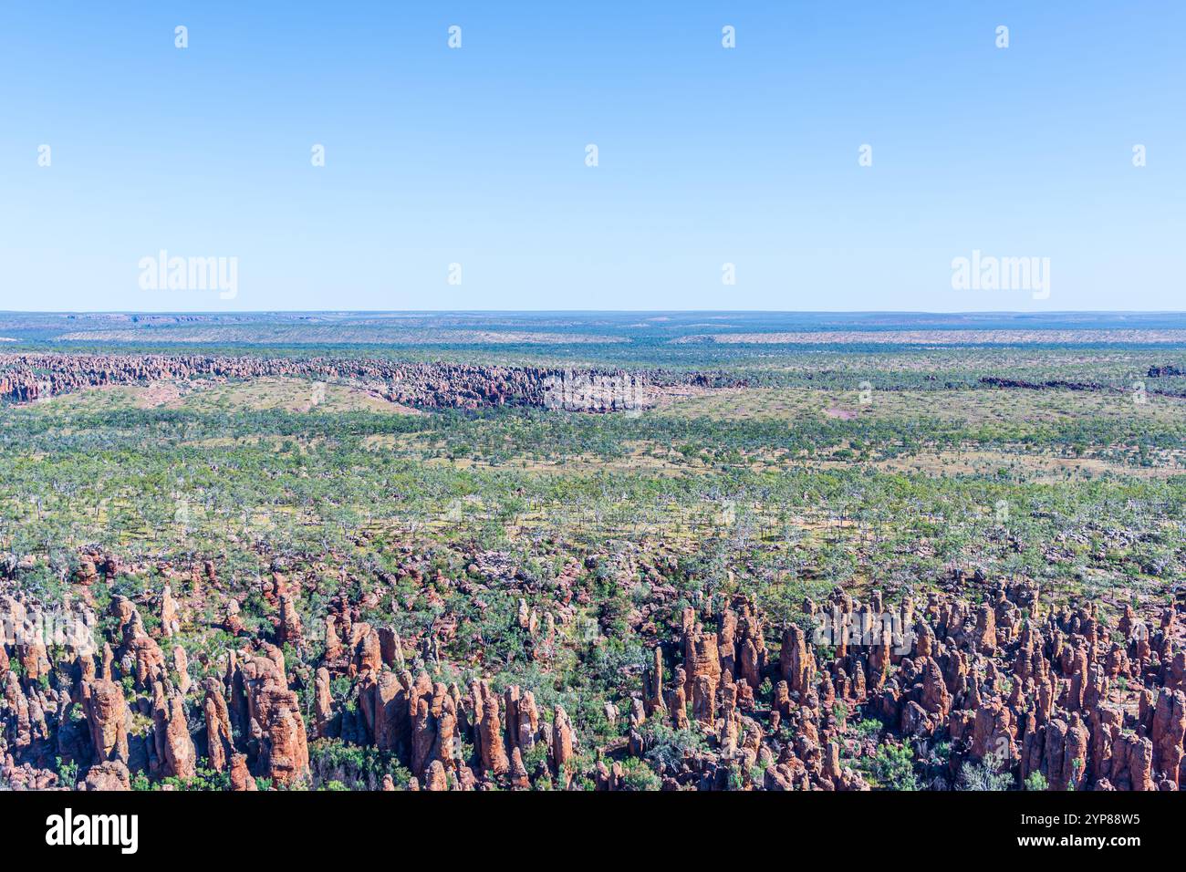 Aerial view of the unique columns of sandstone rock formations in ...