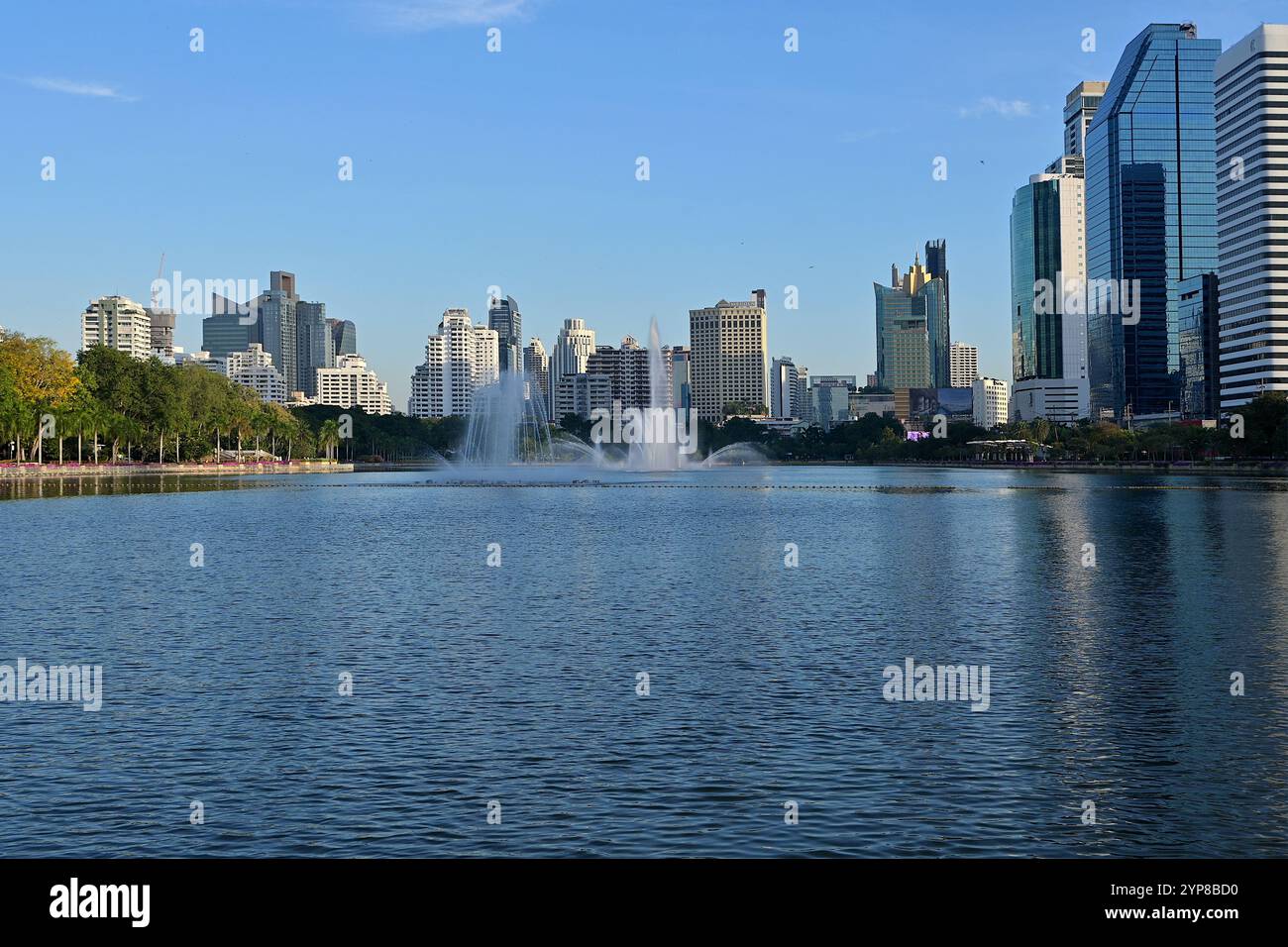 View of expansive Lake Ratchada, with commercial and residential ...
