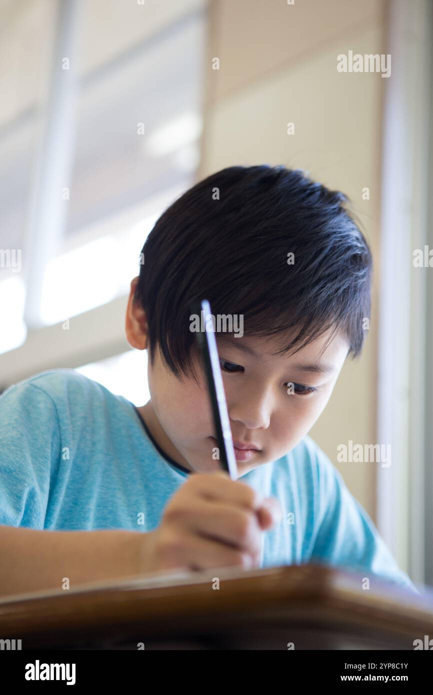 Boys studying in the classroom Stock Photo - Alamy