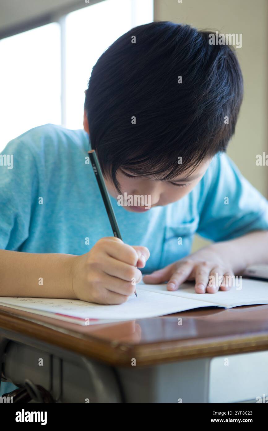 Boys studying in the classroom Stock Photo - Alamy
