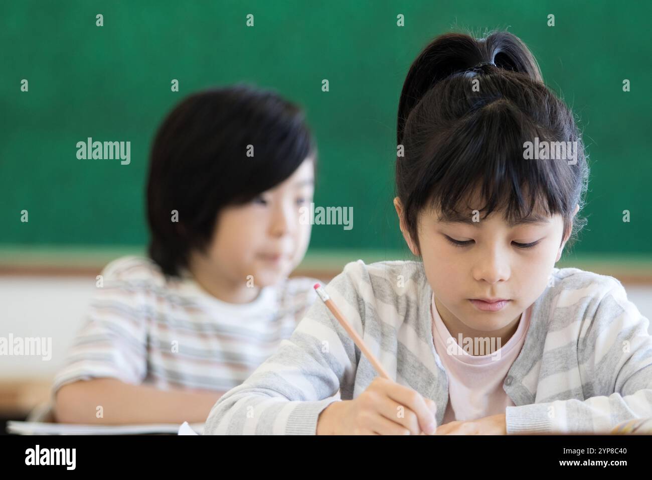 Primary schools students studying in a classroom Stock Photo - Alamy