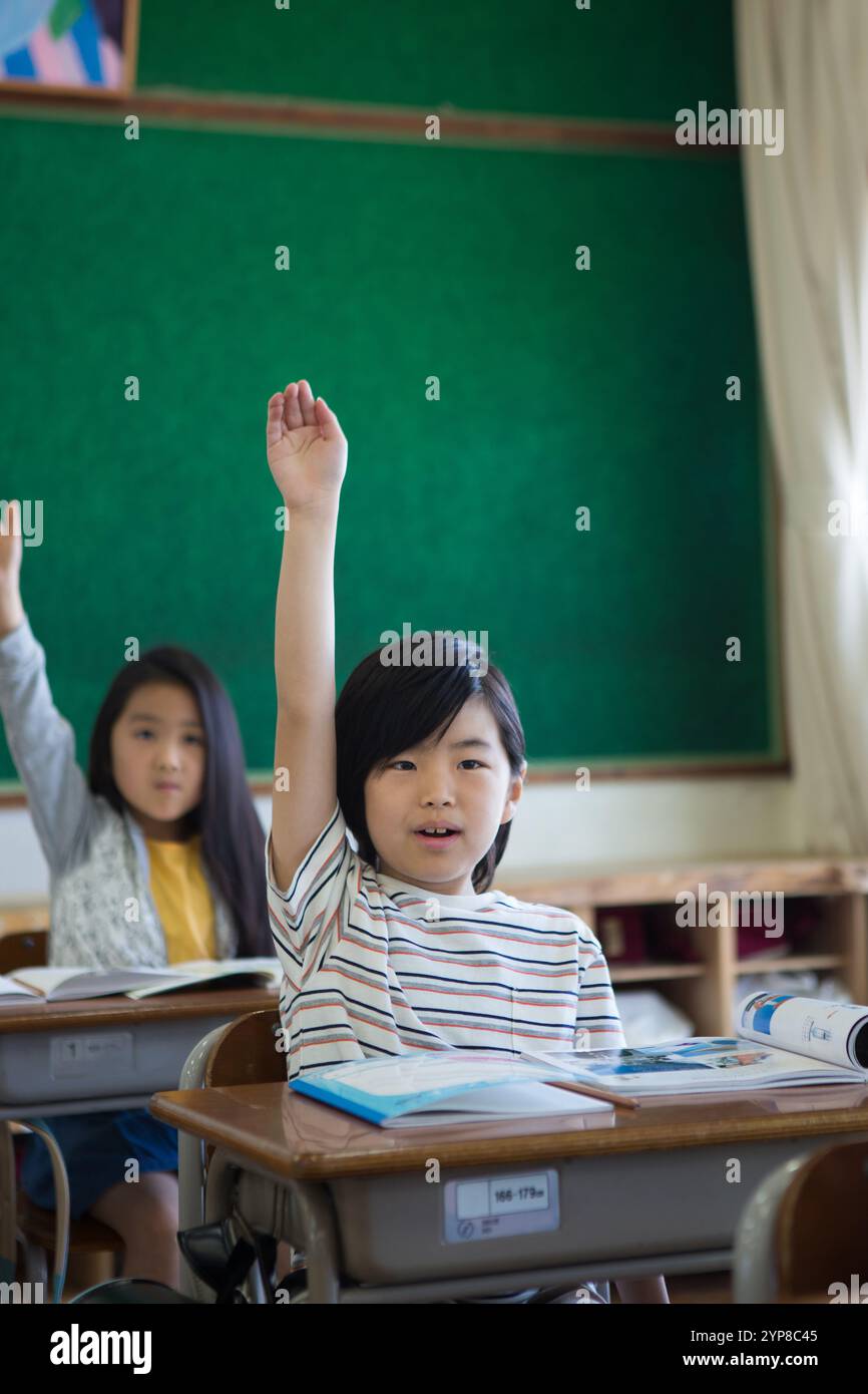 Primary schools students studying in a classroom Stock Photo - Alamy