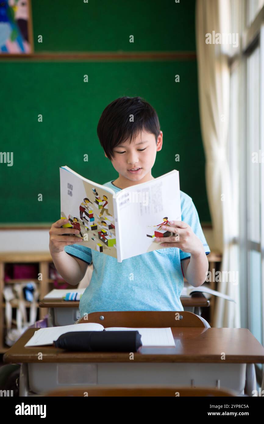 Primary schools students studying in a classroom Stock Photo - Alamy