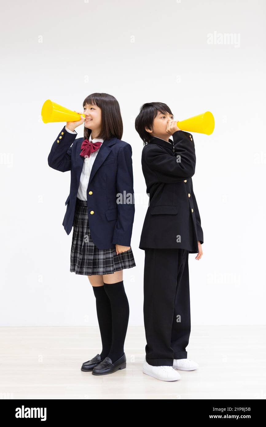 Cheering junior high school students Stock Photo - Alamy