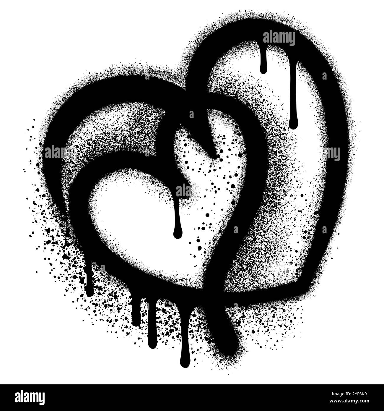 Heart symbol graffiti in defferent style isolated on White background ...