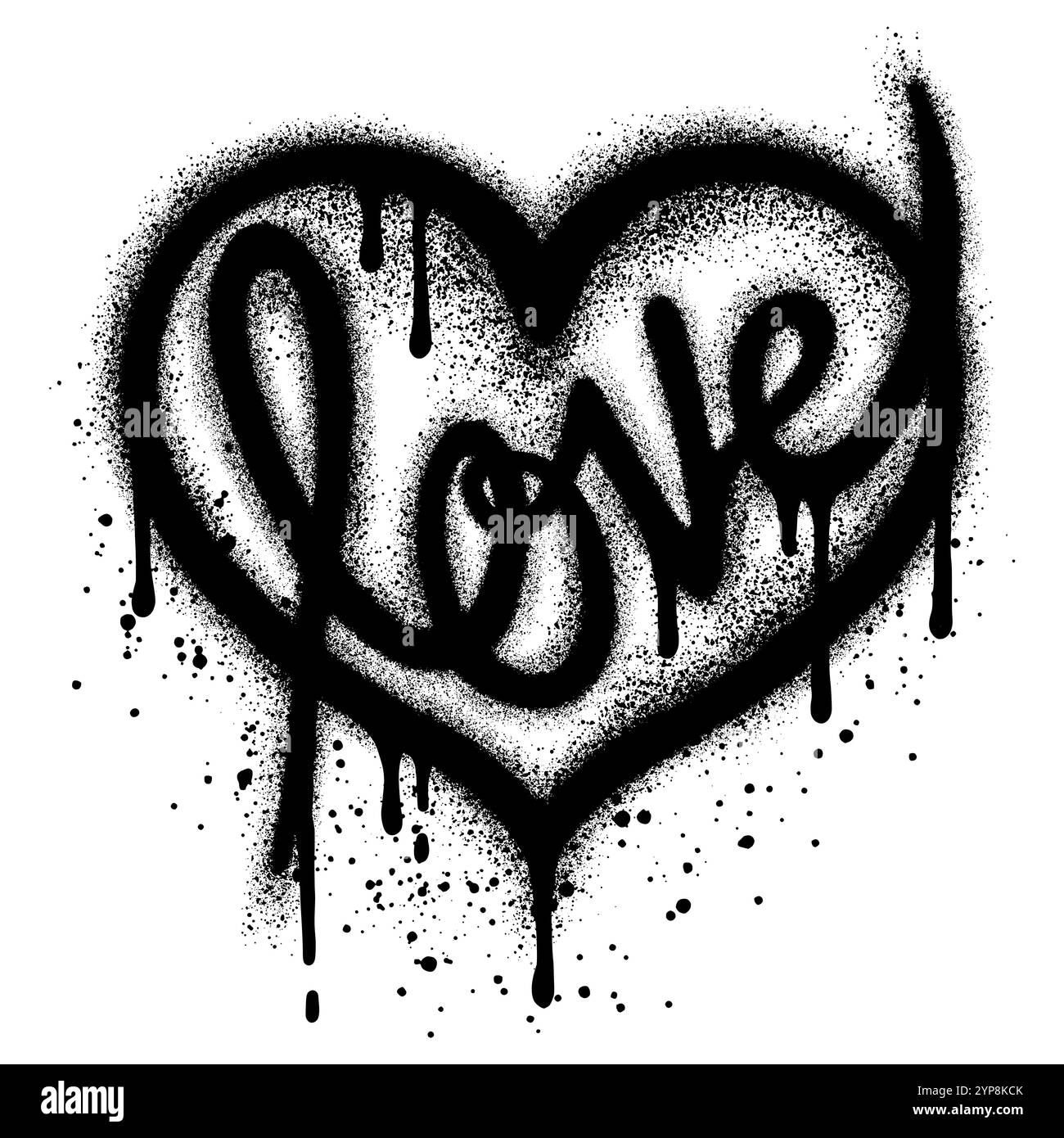 Heart symbol graffiti in defferent style isolated on White background ...