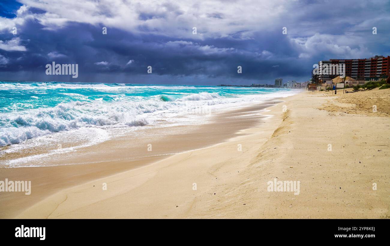 Storm clouds during the hurricane season over the turquoise blue waters ...