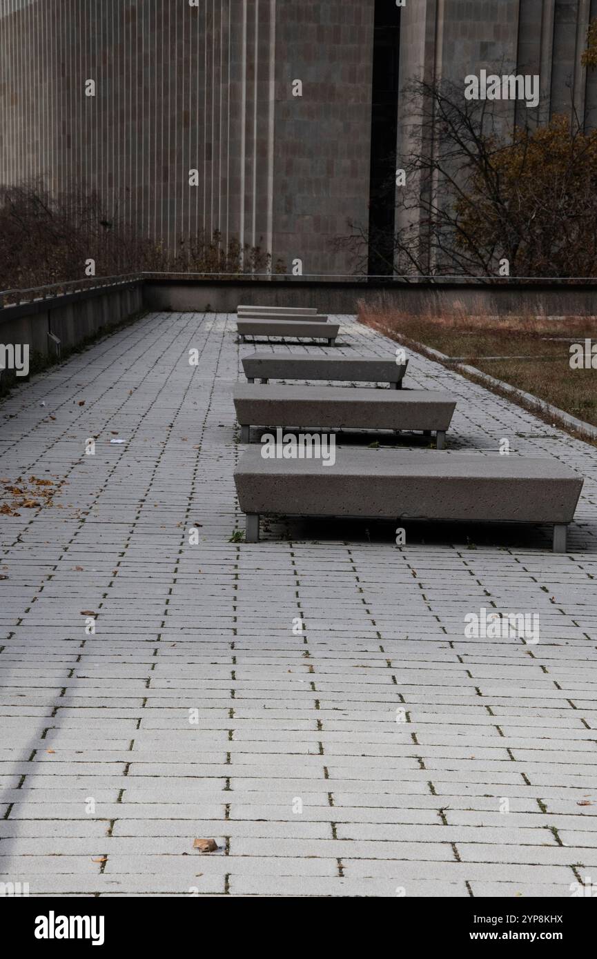 Concrete benches at Nathan Phillips Square on Queen Street West in ...