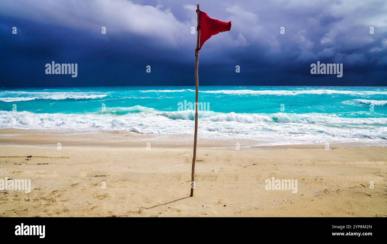 A Red Flag indicating unsuitable swimming conditions due to rip ...