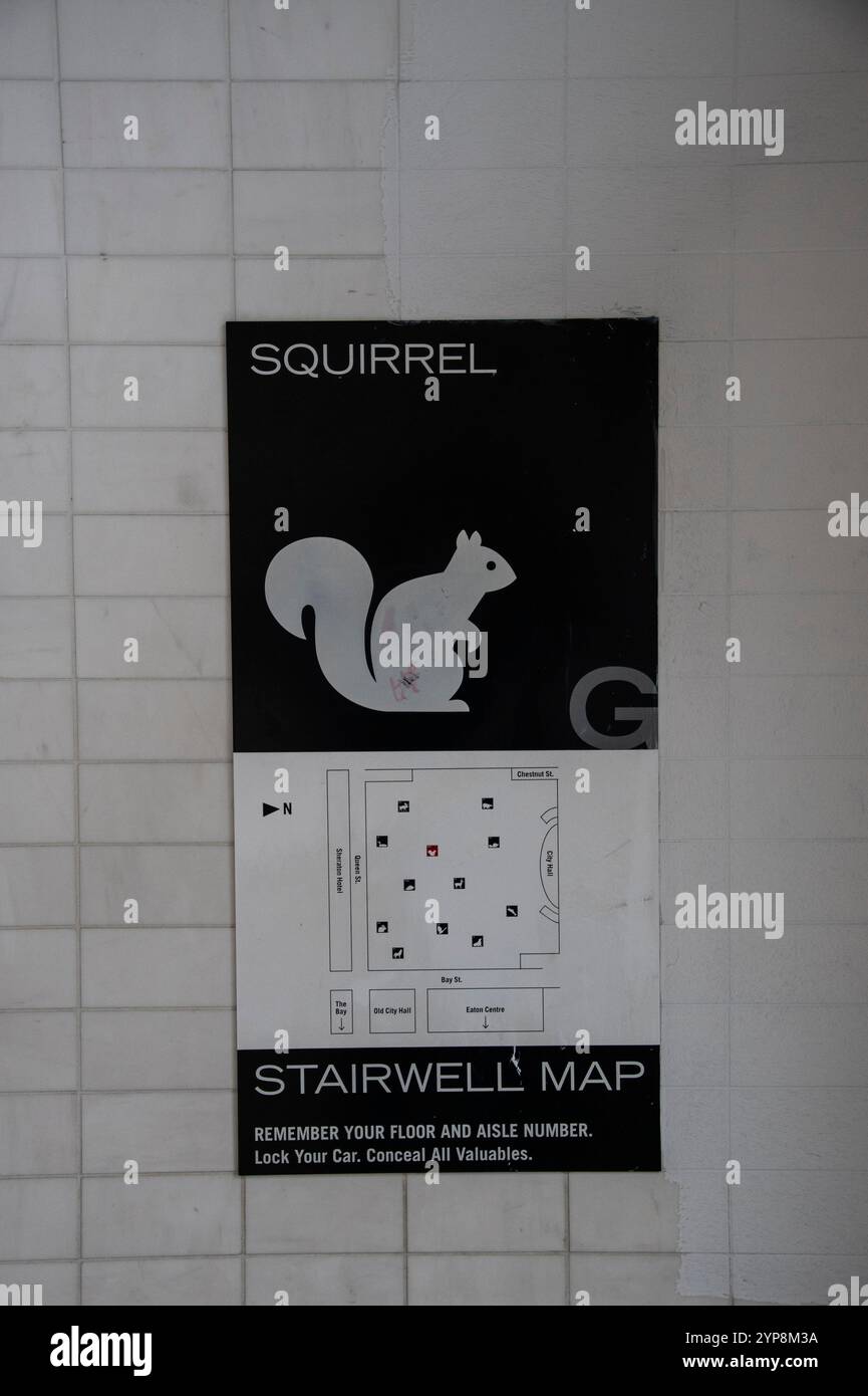 Squirrel stairwell map sign at Nathan Phillips Square on Queen Street ...