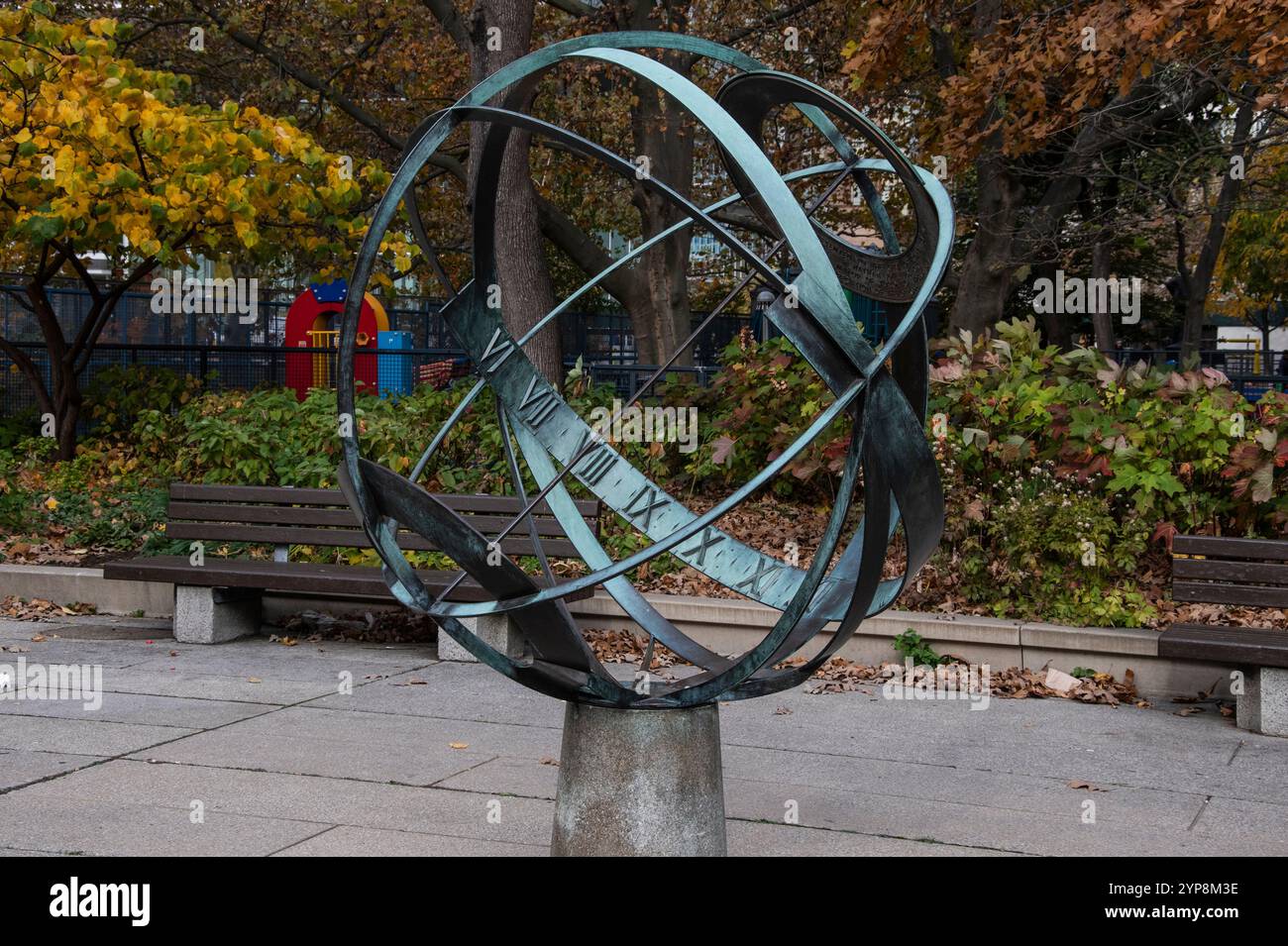 Sculpture of an armillary sphere at Nathan Phillips Square on Queen ...