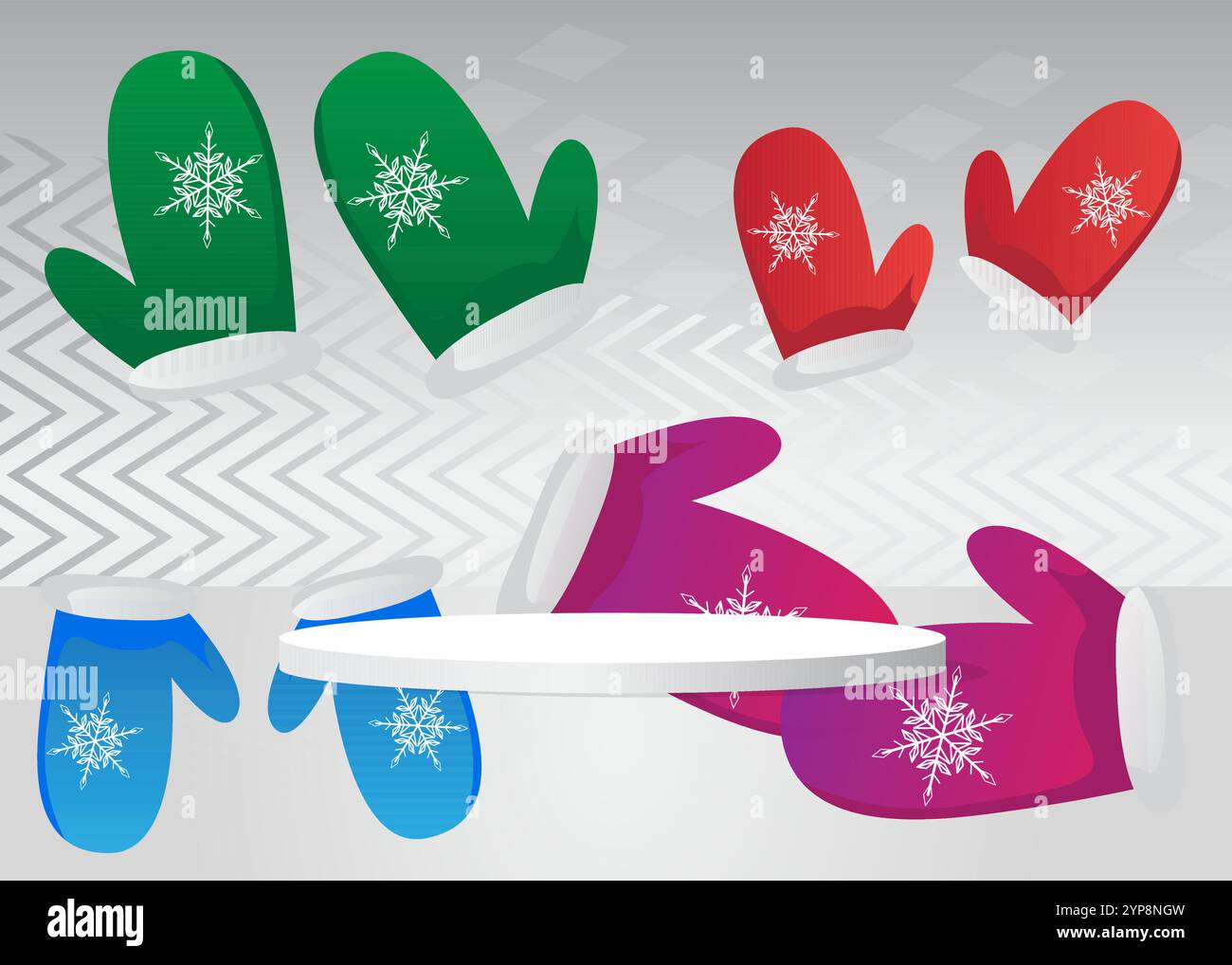 Mockup product display with Mitten Glove. Vector cylinder pedestal ...
