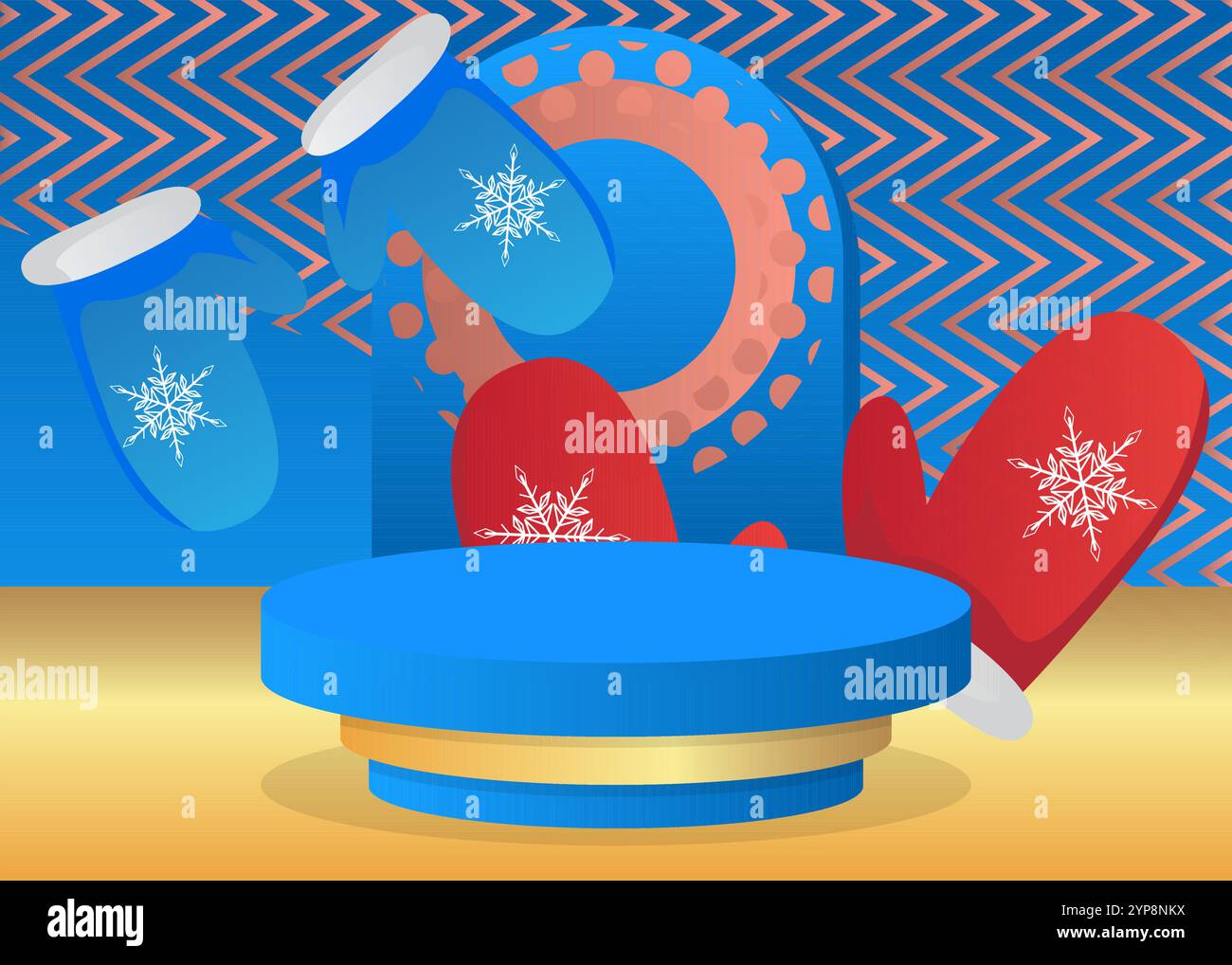 Mockup product display with Mitten Glove. Vector cylinder pedestal ...