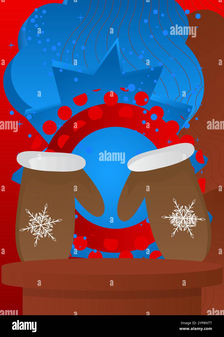 Mockup product display with Mitten Glove. Vector cylinder pedestal ...