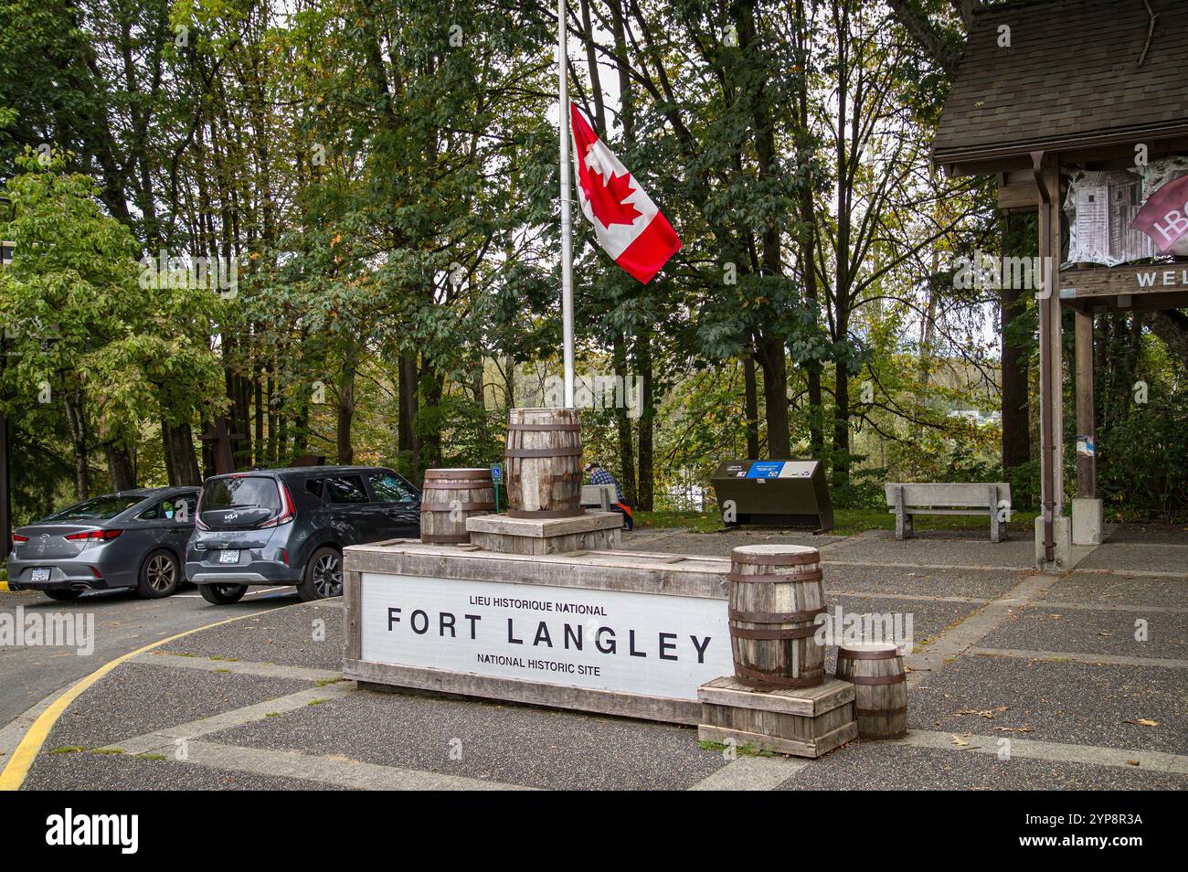 Entrance to the National Historic Site of Fort Langley (1827), a fur ...