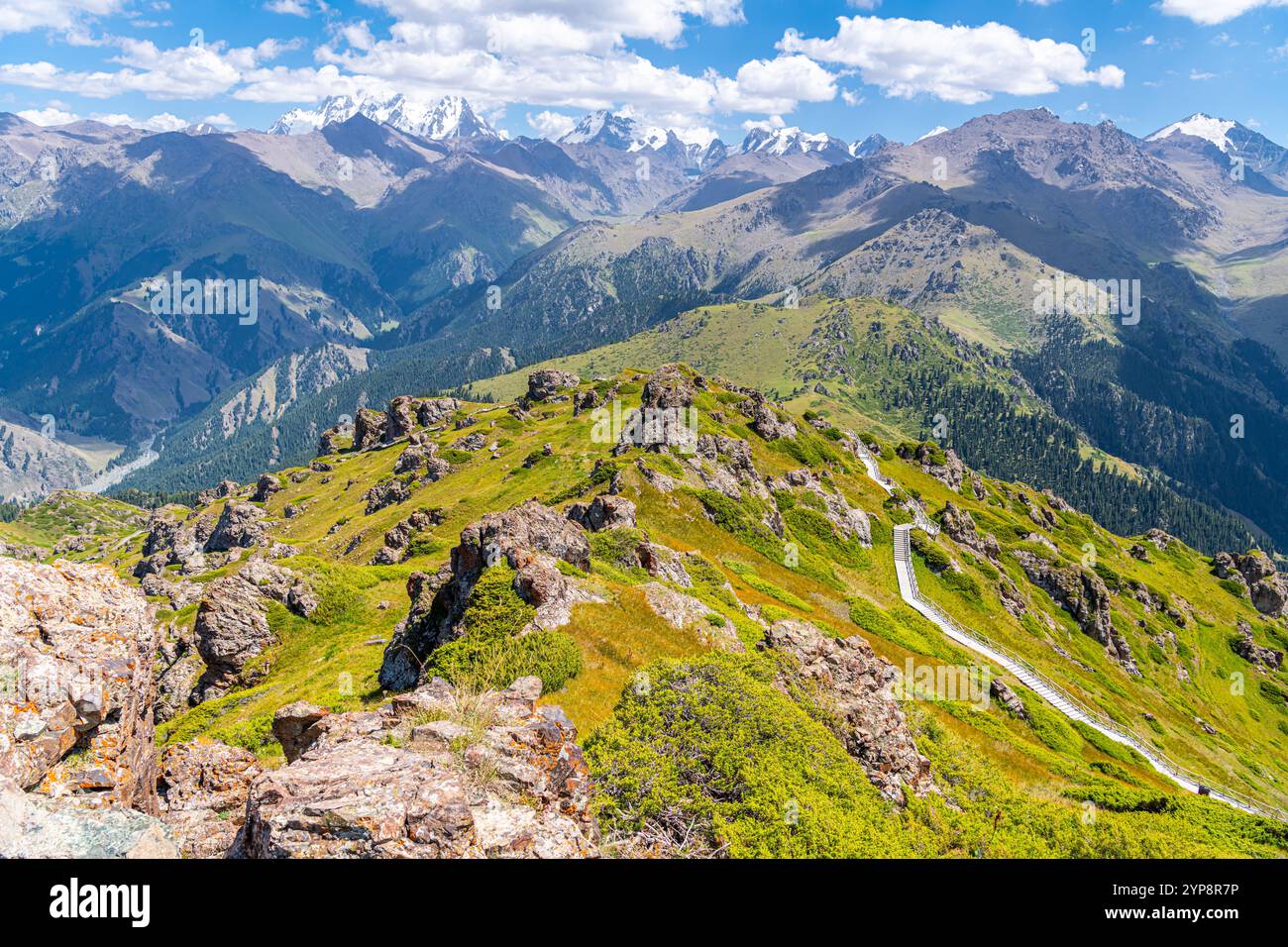 Snow capped mountains of the Tianshan mountain chain, Xinjiang, China ...