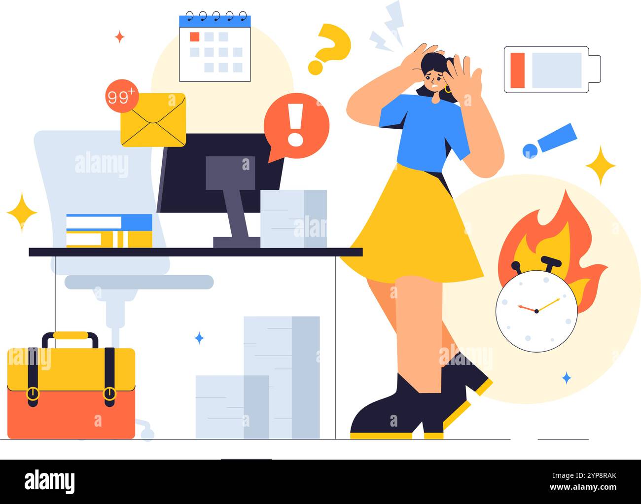 Work Burnout Prevention Vector Illustration Highlighting Emotional Burnout, Occupational Health ...