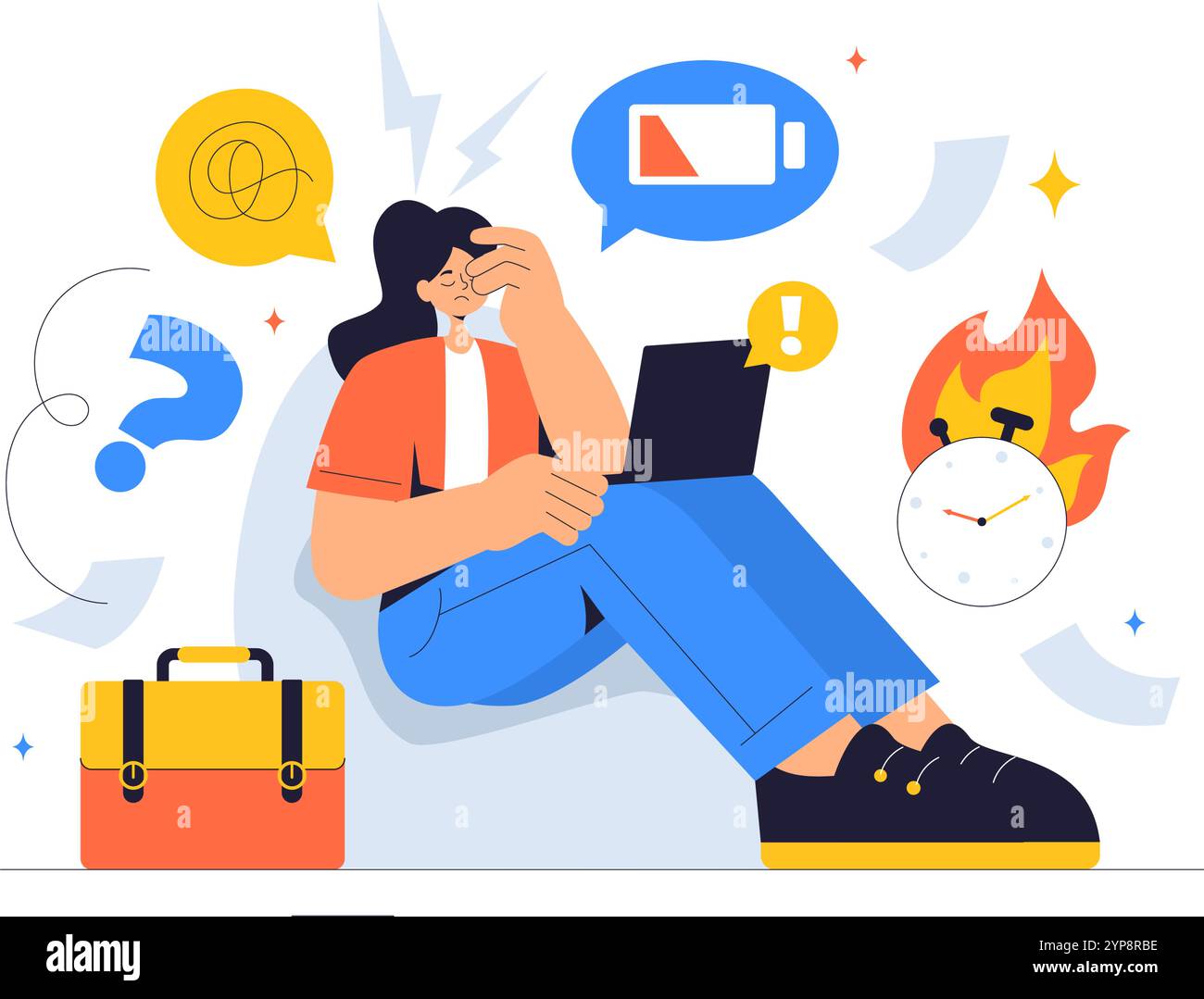 Work Burnout Prevention Vector Illustration Highlighting Emotional Burnout, Occupational Health ...