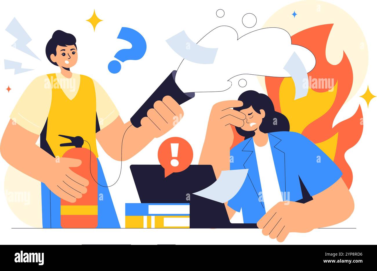 Work Burnout Prevention Vector Illustration Highlighting Emotional ...