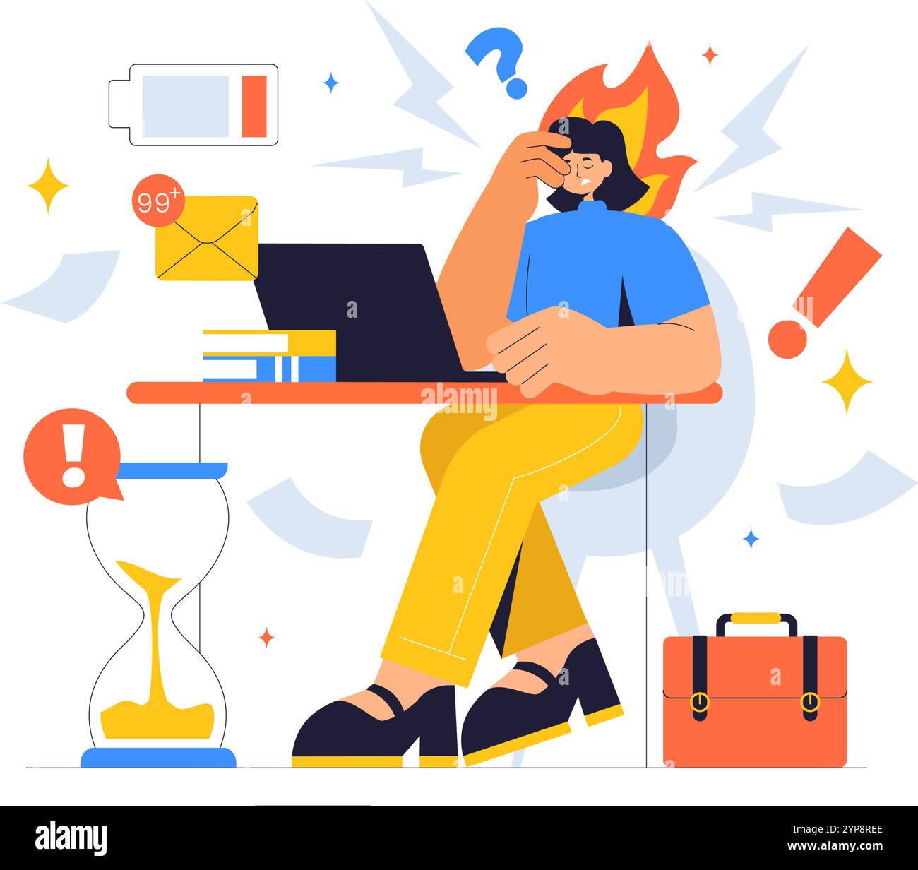 Work Burnout Prevention Vector Illustration Highlighting Emotional Burnout, Occupational Health ...