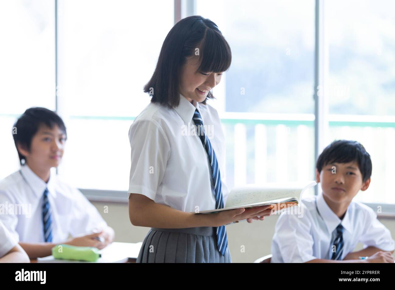 Junior high school students in class Stock Photo - Alamy