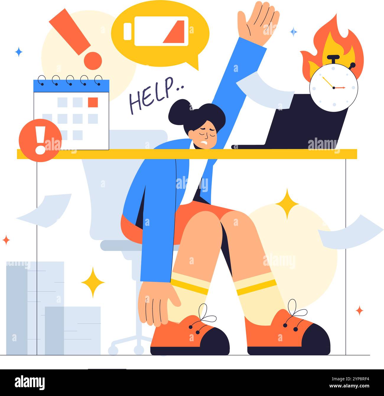 Work Burnout Prevention Vector Illustration Highlighting Emotional Burnout, Occupational Health ...