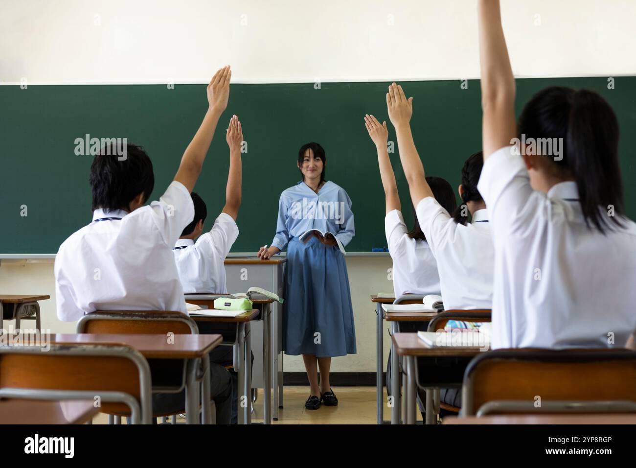 Junior high school students in class Stock Photo - Alamy