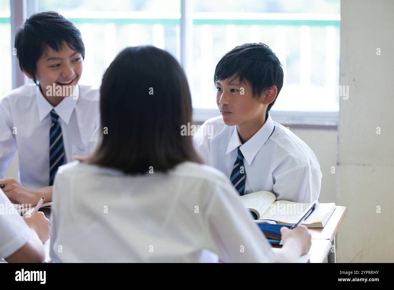 Junior high school students in class Stock Photo - Alamy