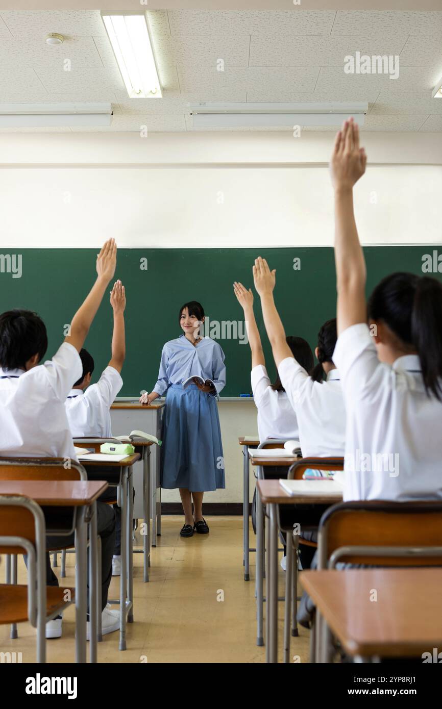 Junior high school students in class Stock Photo - Alamy