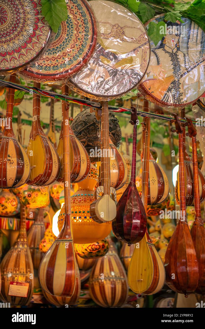 JULY 21, 2022, URUMQI, CHINA: Traditional Uighur musical instruments in ...