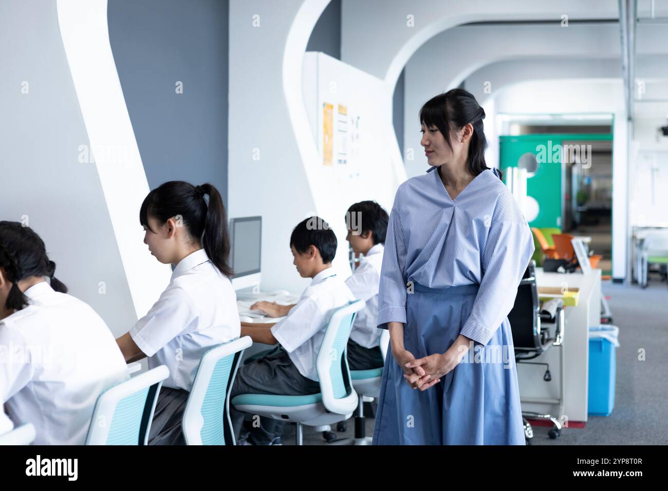 Junior high school pupils in class Stock Photo - Alamy