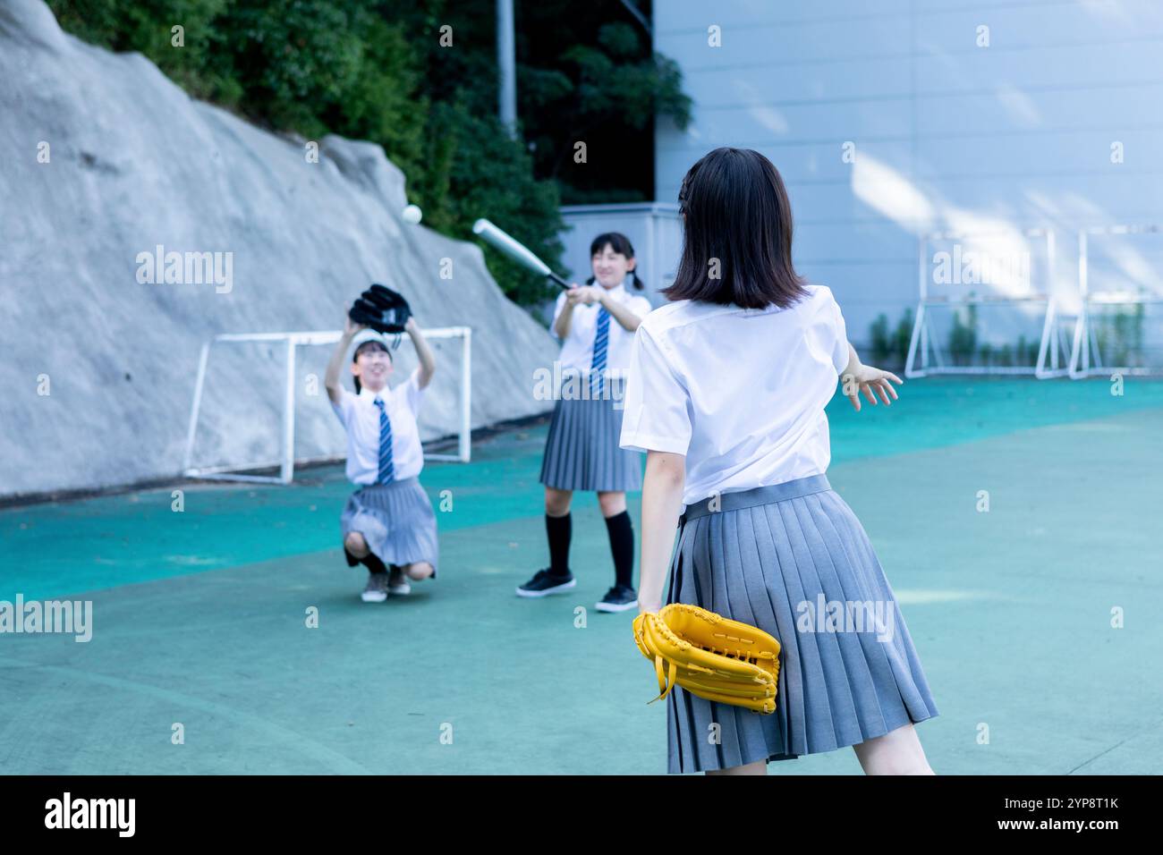 Junior high school students playing baseball Stock Photo - Alamy