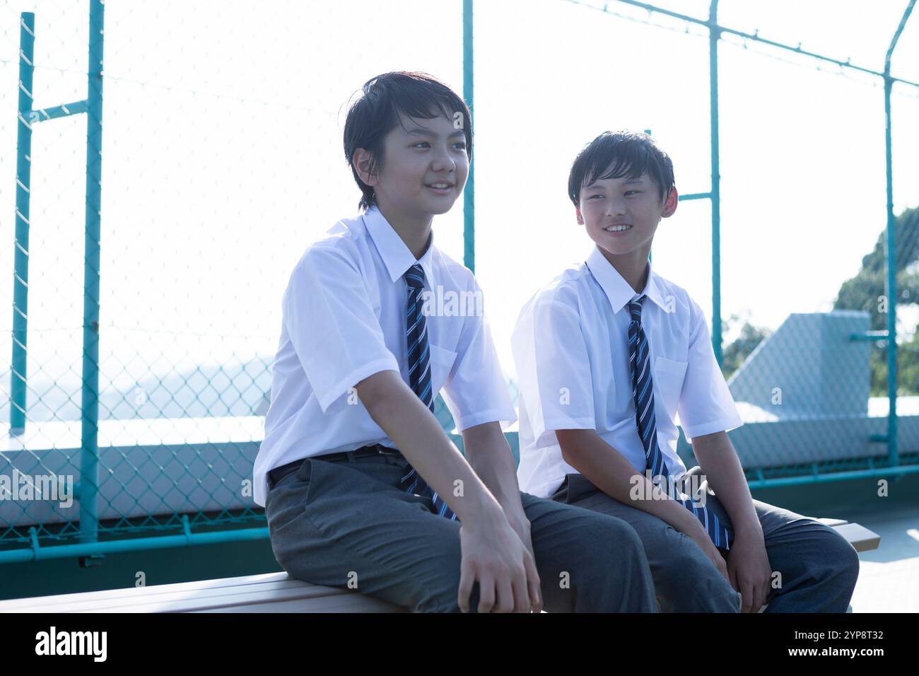 Junior high school students on rooftop Stock Photo - Alamy