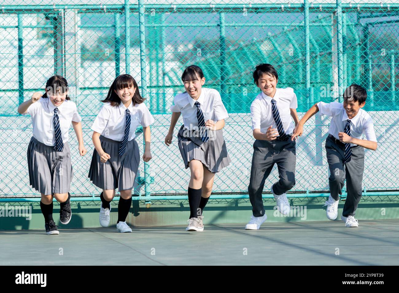 Junior high school students on rooftop Stock Photo - Alamy