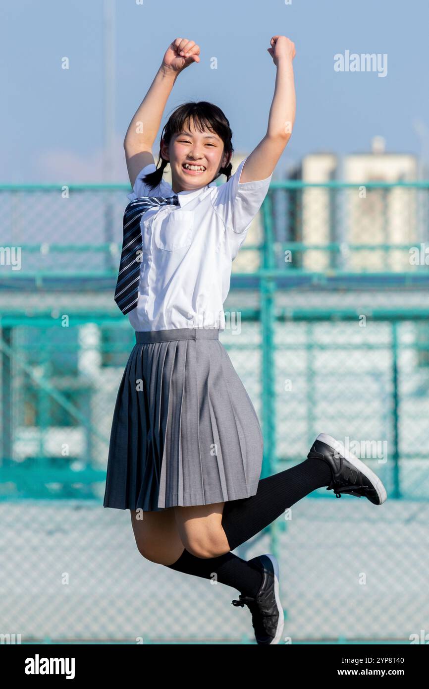 Junior high school students on rooftop Stock Photo - Alamy