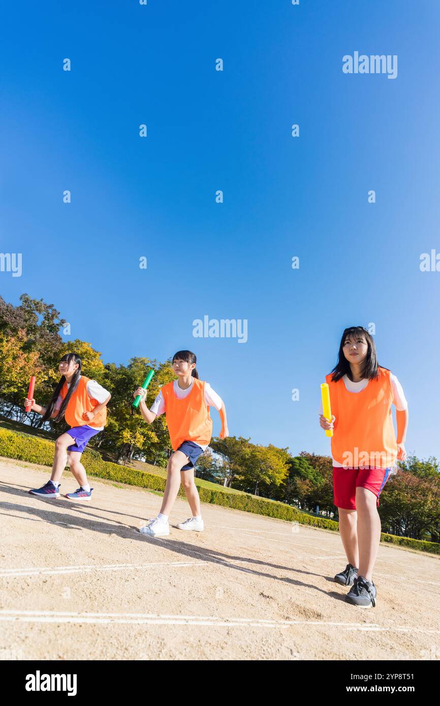 High school students lining up at the start line Stock Photo - Alamy