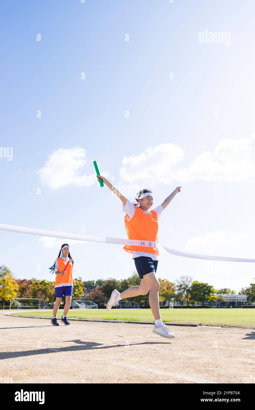 High school students running Stock Photo - Alamy