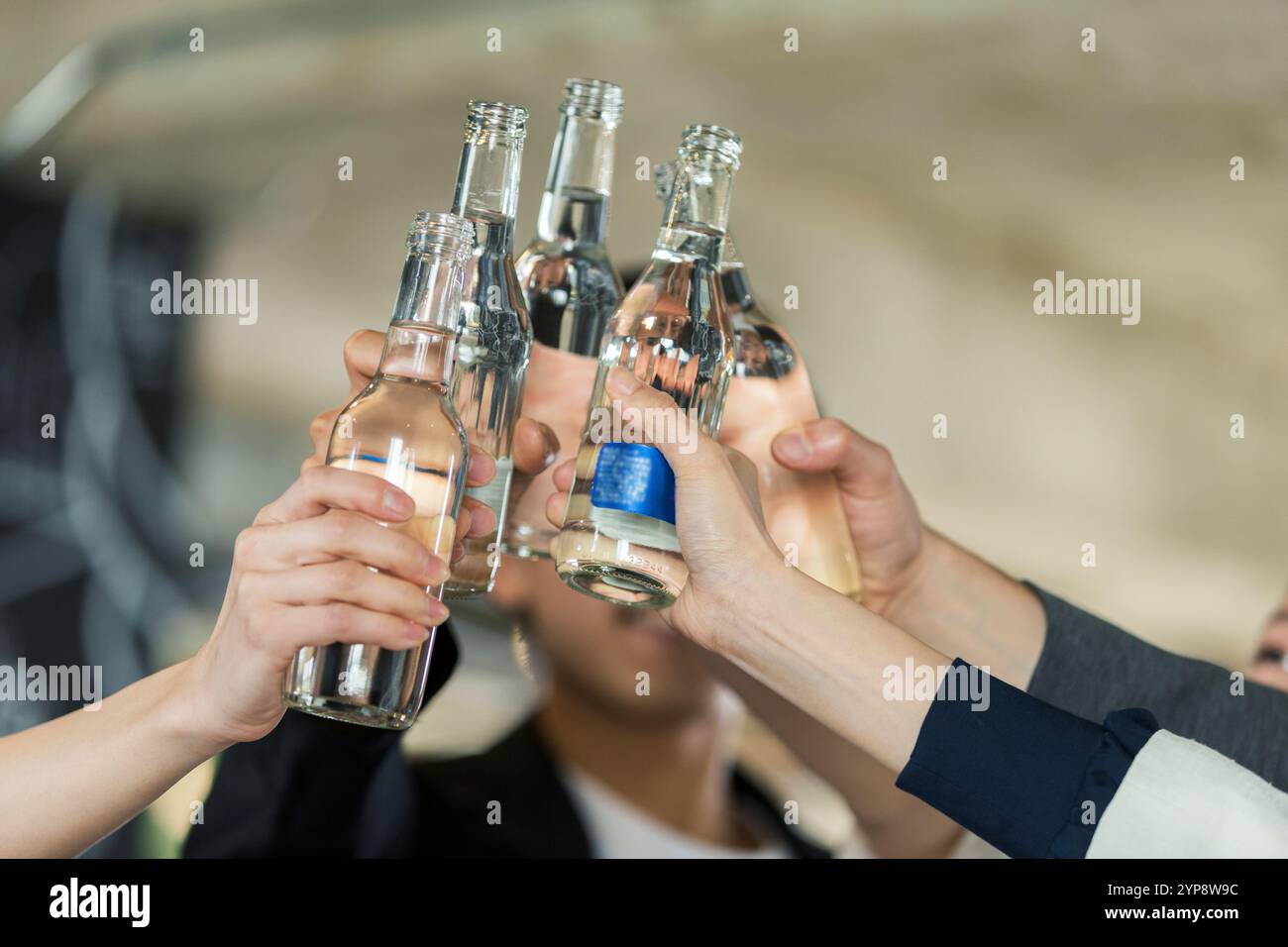 Group of men and women toasting Stock Photo - Alamy