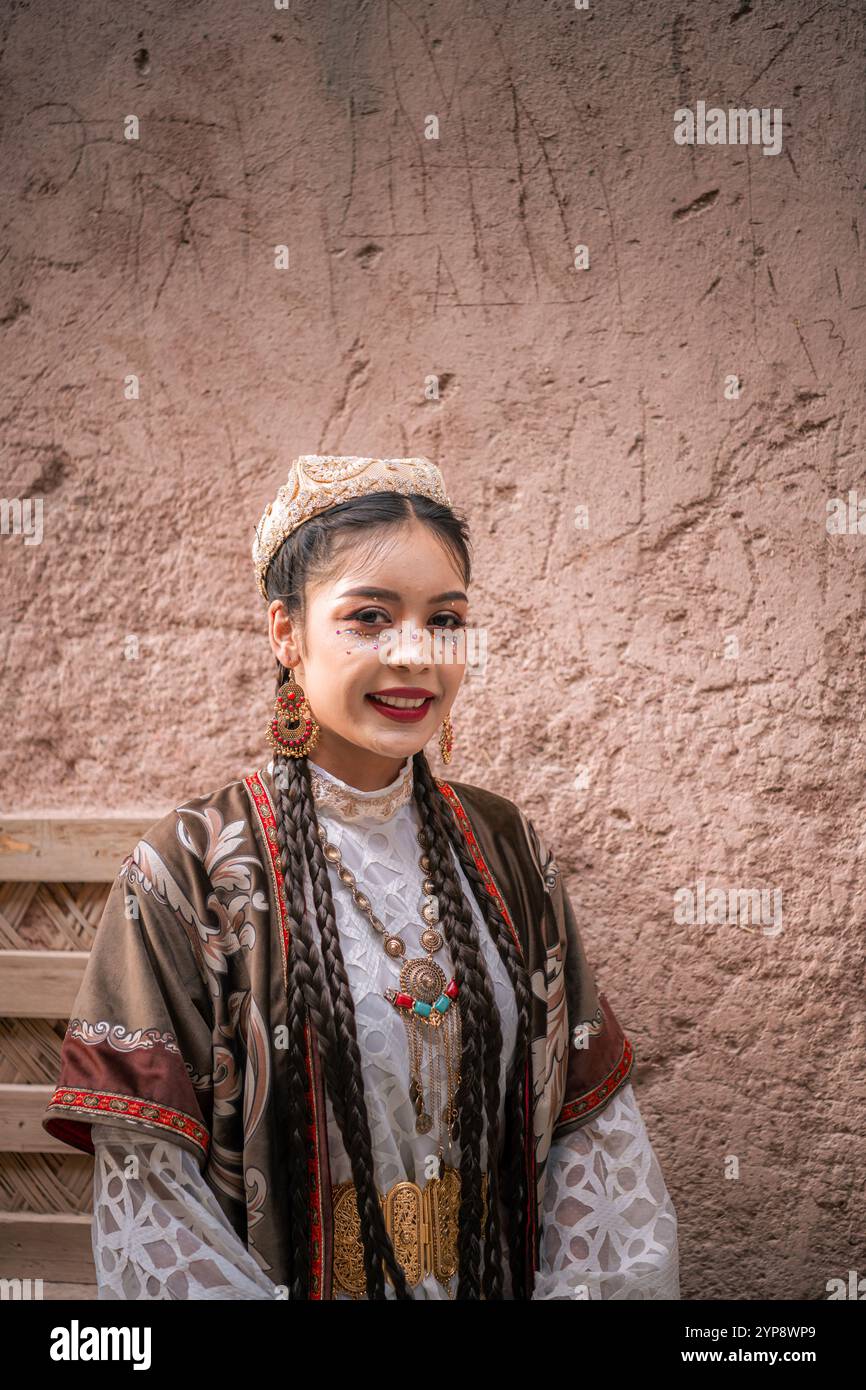 Kashgar, Xinjiang, China - JULY, 17, 2023: A girl wearing Uighur ...