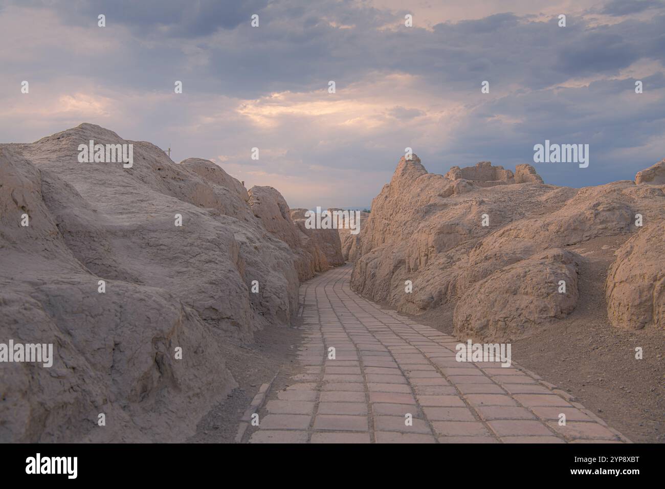 Walkway through Ancient Silk Road City of Jiaohe in Turpan, Xinjiang ...