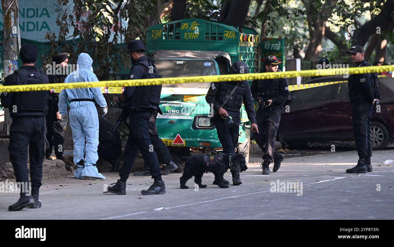 NEW DELHI, INDIA - NOVEMBER 28: NSG dog squad team searching NSG FSL ...