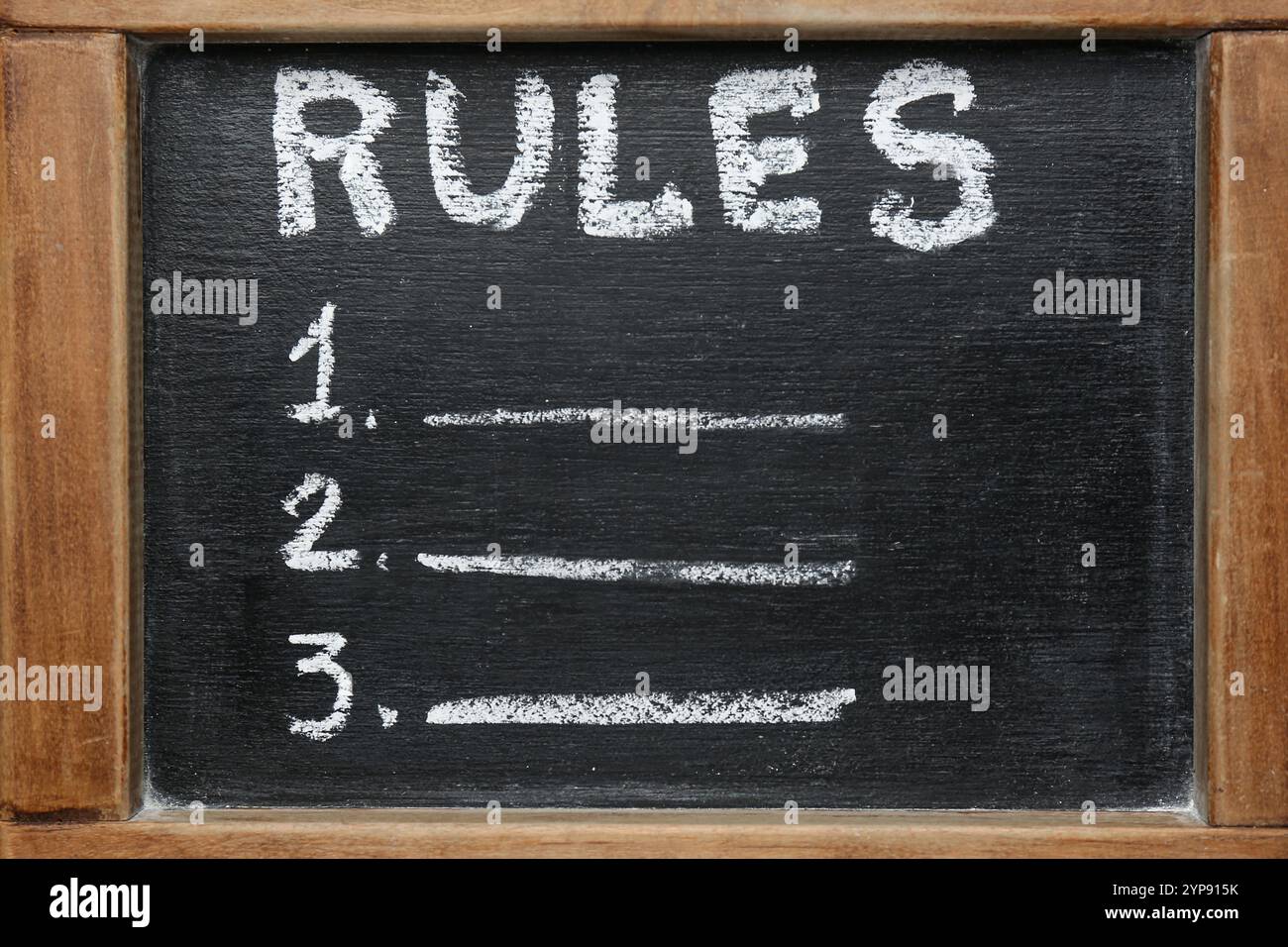 Chalkboard with blank list of rules, closeup Stock Photo - Alamy