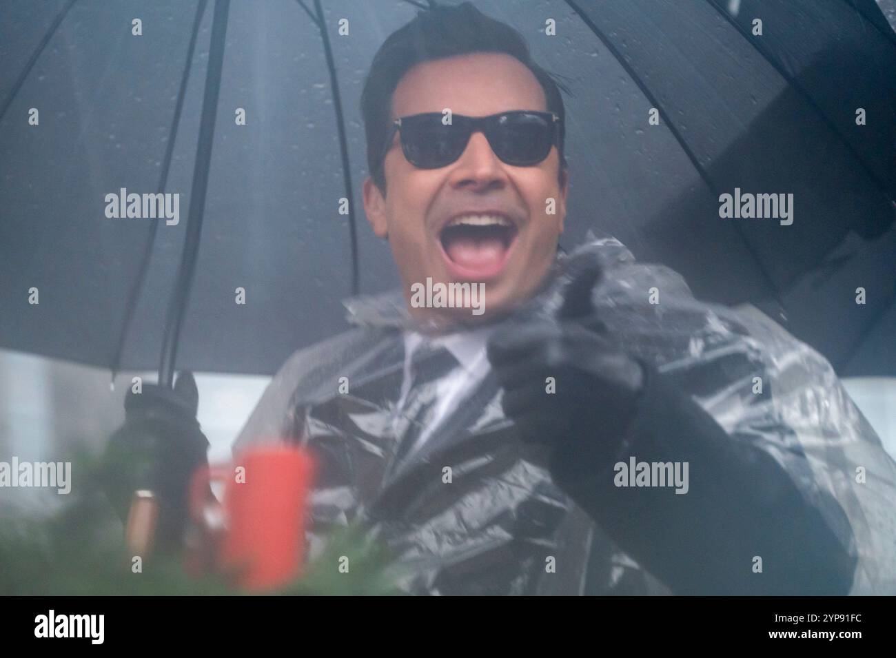 Jimmy Fallon rides the Macy's Santaland Express float during the Macy's ...