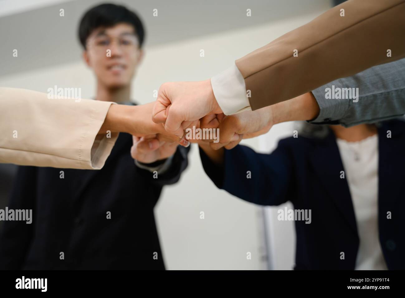 Professionals business people giving fist bump each other symbolizing ...