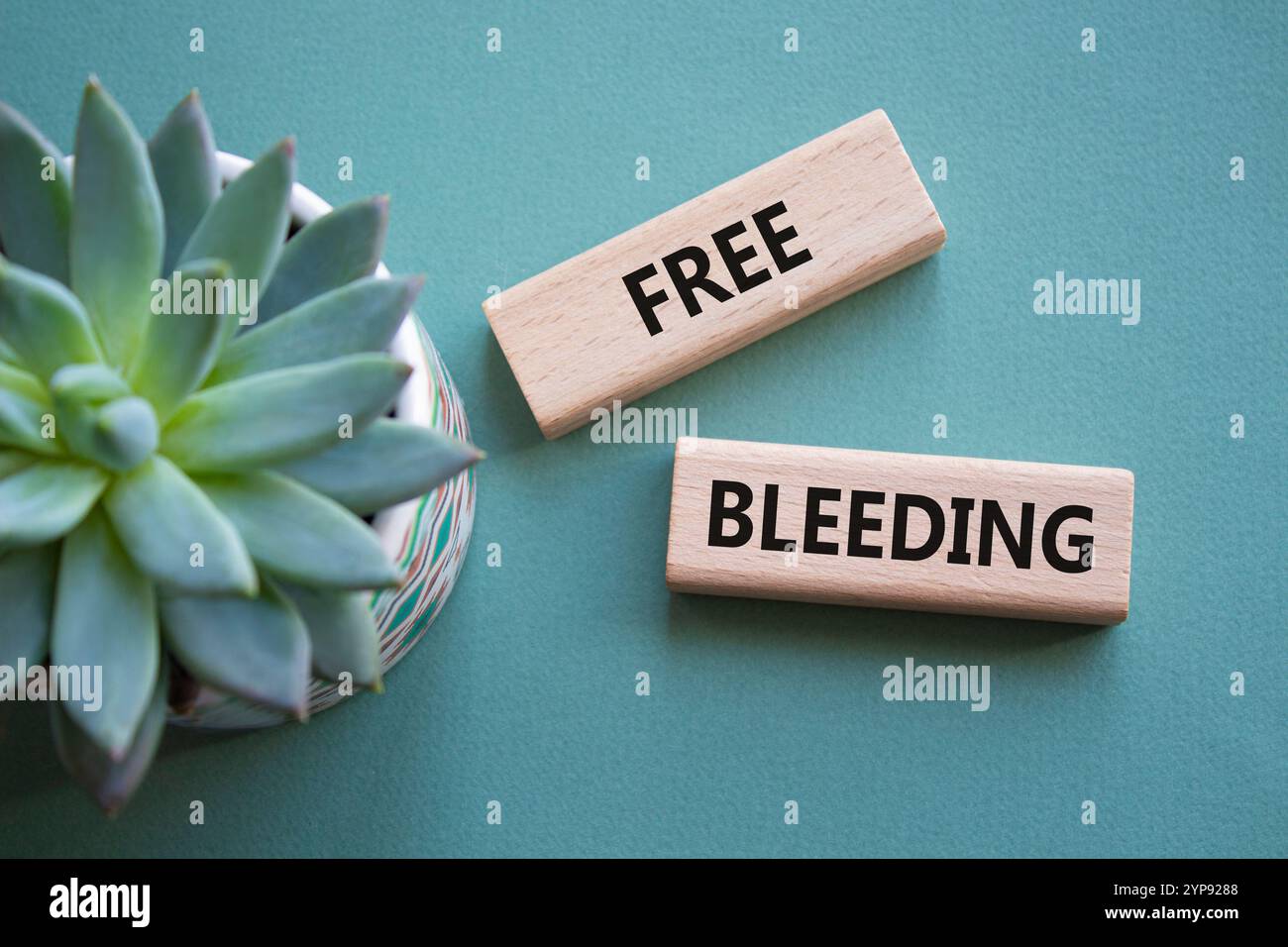 Free bleeding symbol. Concept words Free bleeding on wooden blocks ...