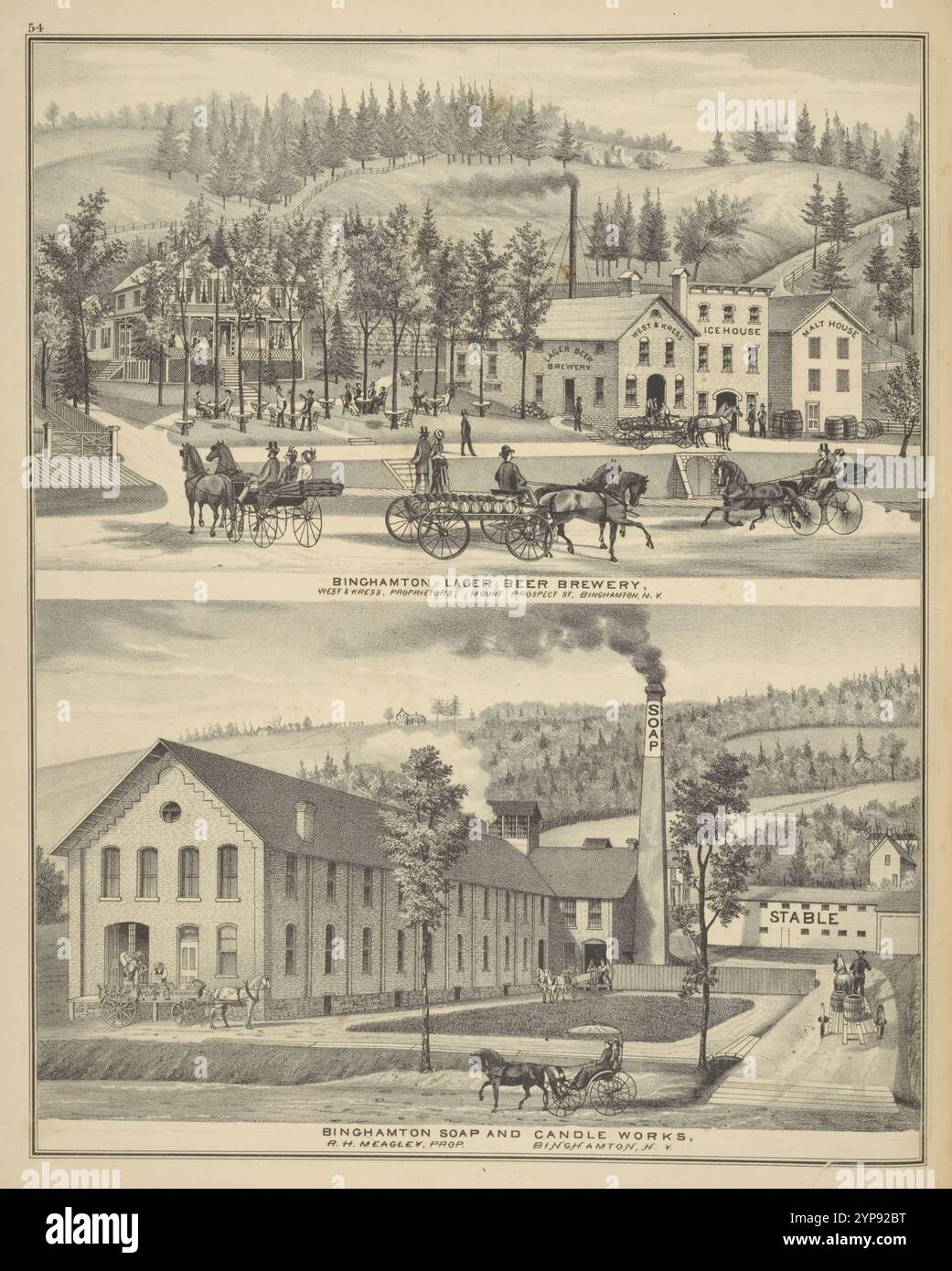 Binghamton Lager Beer Brewery, West & Kness, Proprietors, Mount Propect St., Binghamton, N.Y ...